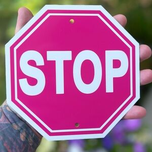 Wall Decor | Pink Stop Mini Metal Sign 6x6 | Poshmark